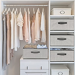 COSIFO 4pc Drawer Storage Bins, 23L Collapsible Fabric Clothes Toy Closet Organizers Boxes, Decorative Storage Baskets with Handle for Wardrobe Closet Bookshelf Nursery Office (Rectangular Gray)