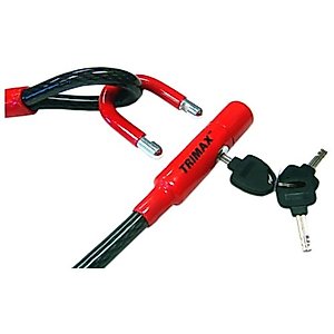 Trimax Max-Dual Force Integrated U-Lock & Cable 6' L X15Mm TCU1572, Card Packaging, Black / Red