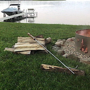 Campfire Bay Fire Pit Poker 42" - Stainless Steel - Made in USA - Large Wood Handle - Fire Poker for Outdoor Fire Pit
