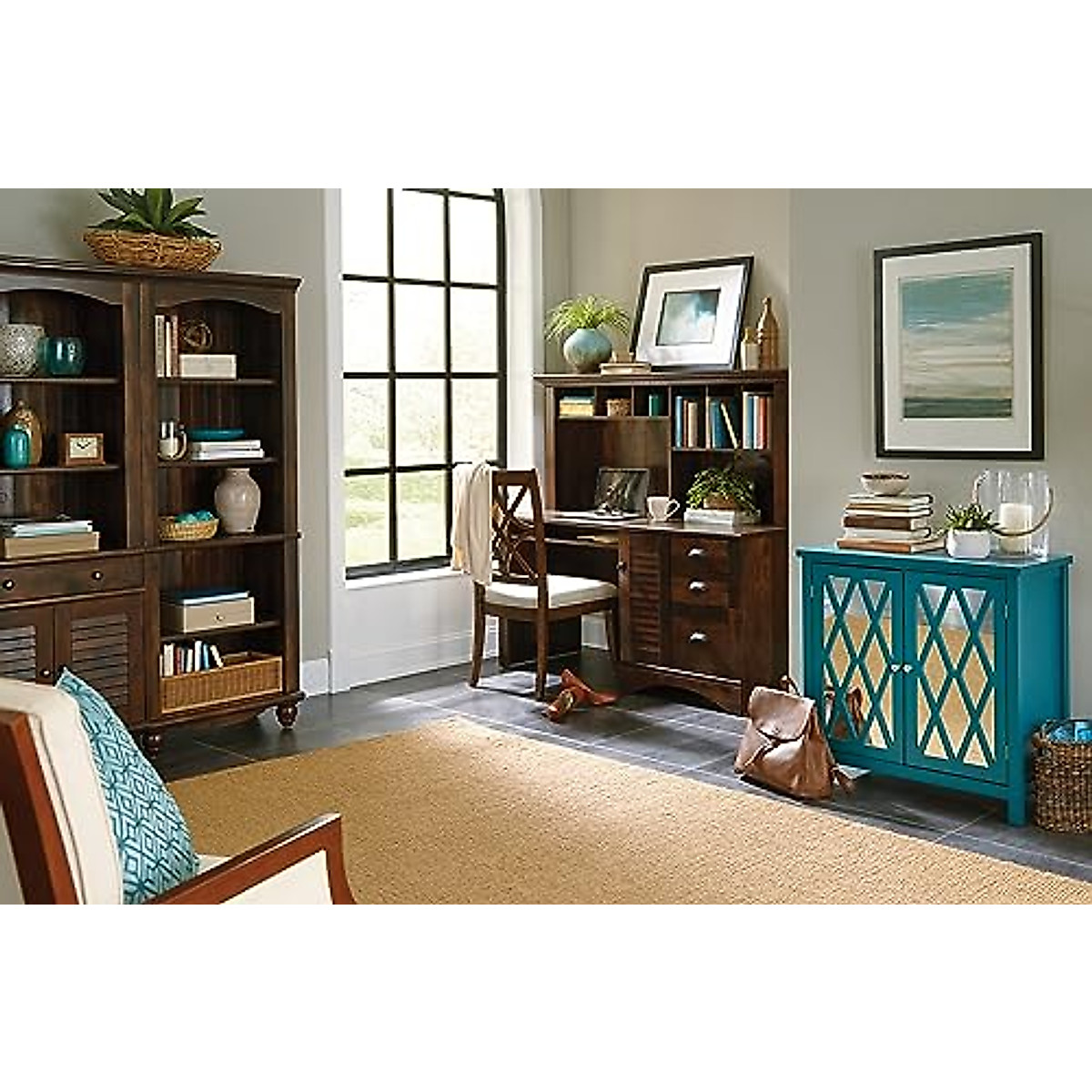 Sauder Harbor View Accent Storage Cabinet, Caribean Blue finish