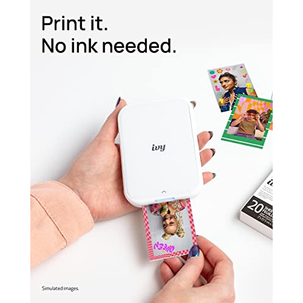 Canon ZINK™ Sticky Back Photo Paper Pack (100 Sheets), Compatible to IVY Mini Photo Printer, IVY CLIQ +2 Instant Camera Printer and IVY CLIQ 2 Instant Camera Printer