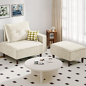 DWVO Modular Sectional Convertible Sofa for Small Space, Flexible Combination Corner Couch with Ottoman, Modern Velvet Fabric Loveseat for Apartment Sleeping Room Living Room, Left Armrest, Beige