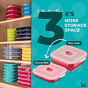 Collapse-it Best Kitchen Ware - Silicone Food Storage Containers - BPA Free Airtight Bowls - Collapsible Lunch Box - Oven, Microwave, Freezer Safe + eBook - 4 Pc Set (6-Cup, 4-Cup, 3.5-Cup, & 2-Cup)