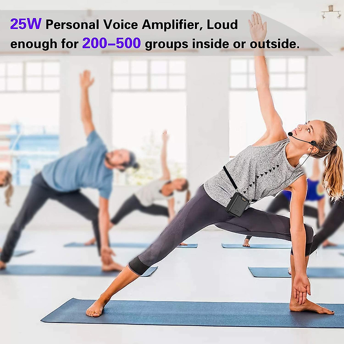 Portable Voice Amplifier with Headset Microphone Wired 25W 4400mAh Waterproof Bluetooth Voice Speaker Rechargeable Pa Speaker System Loudspeaker for Outdoors, Teachers, Tour Guides, Instructors etc…