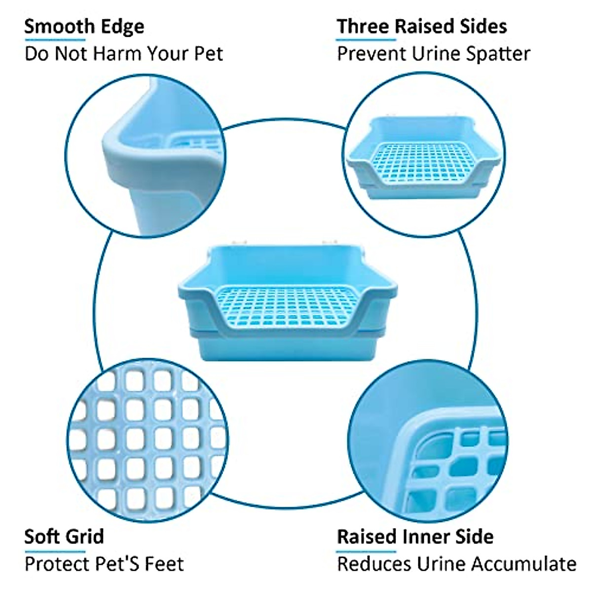 BNOSDM Large Rabbit Litter Box Deep Rabbit Toilet Bunny Potty Training Litter Box with Tray Corner Small Animal Litter Pan for Adult Rabbits Chinchillas Ferrets Galesaurs (White)