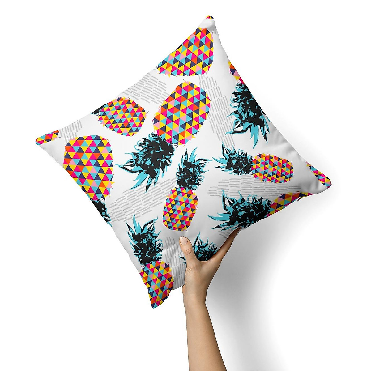 iiRov Summer Design Ink-Fuzed Decorative Throw Pillow - Retro Summer Pineapple v3