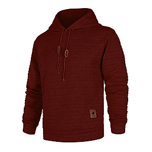 Ymosrh Mens Hoodie Sweatshirts Pullover, Trendy Hoodie Oversize Hoodies Sweatshirt Blank Hoodies for Printing Men Men's Winter Casual Hoodie Warm Long Sleeves Sweatshirt Coat Jacket (XL, Red)