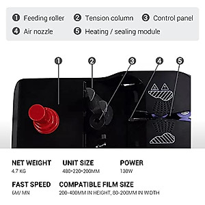 Air Cushion Machine- mukawa 110V Air Pillow Machine With Sealing Speed 7.2-9.8FT/min for Shipping Air Bubble Making Machine + 100m Free Test Air Cushion Film