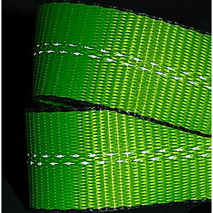 Mytee Products V Bridle Tow Strap 3" x 36" w/ 15" J Hook w/T-J Hooks, Hi VIZ/High Abrasion Green Webbing, 5400 lbs WLL | Recovery V-Strap w/Reinforced Webbing for Towing, Car Wrecker, Rollback