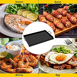VEVOR Carbon Steel Griddle, Griddle Flat Top Plate, Griddle for BBQ Charcoal/Gas Gril with 2 Handles, Rectangular Flat Top Grill with Extra Drain Hole for Tailgating and Parties (16"x24")