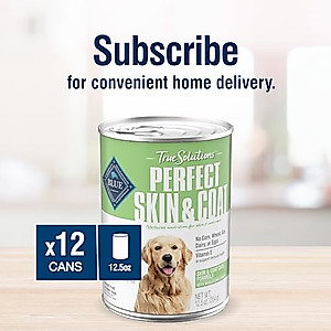 Blue Buffalo True Solutions Skin & Coat Care Adult Wet Dog Food, Made with Natural Ingredients and Wholesome Grains, Whitefish, 12.5-oz. Cans (12 Count)