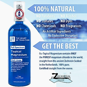 Full Spectrum Transdermal Magnesium Oil - Magnesium Spray in Healthy Glass Certified Zechstein Magnesium Chloride and Trace Minerals (7 fl oz)