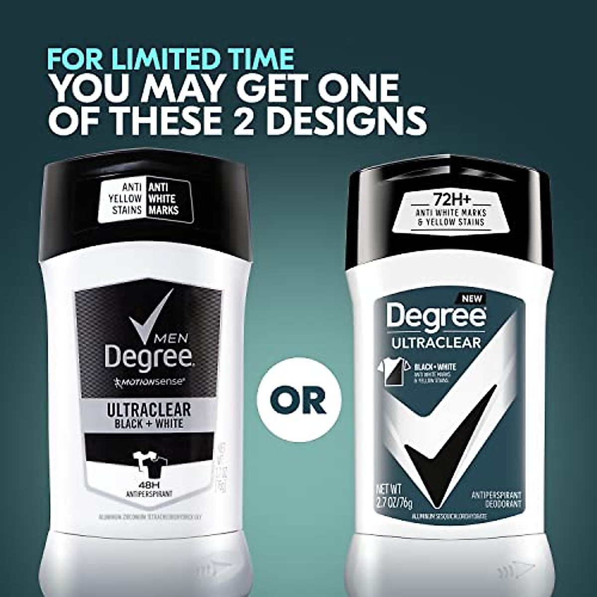 Degree Men UltraClear Antiperspirant Deodorant Black + White 72-Hour Sweat & Odor Protection Antiperspirant For Men With MotionSense Technology 2.7 Ounce (Pack of 4)