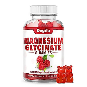 Magnesium Glycinate Gummies 1000mg with Magnesium L-Threonate ，Chelated Magnesium Potassium Complex Supplement with VitD, B6, CoQ10, Calcium,Supports for Memory, Calm, Mood - 90 Raspberry Gummies..
