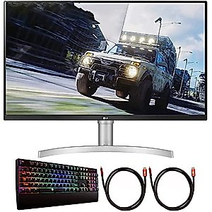 LG 32UN550-W 32" UHD 3840x2160 VA HDR10 AMD FreeSync Monitor Bundle with Deco Gear Mechanical Gaming Keyboard and 2X Deco Gear 6FT 4K HDMI 2.0 Cable