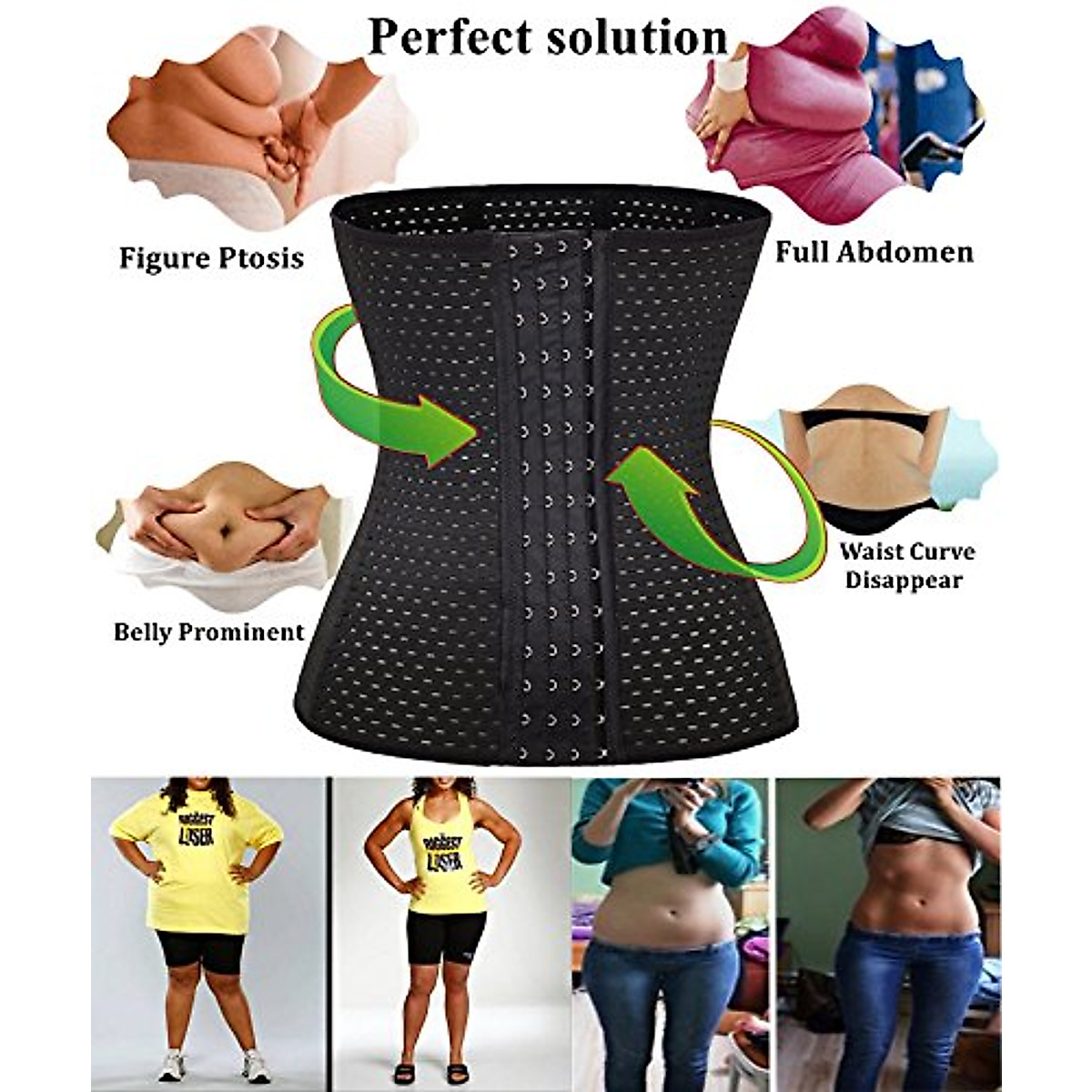 Waist Trainer Cincher Corset Body Shaper for Women Tummy Control Workout S Black…