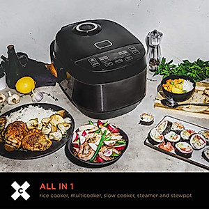 Crux 20 Cup Induction Rice Cooker, Multi-Cooker, Food Steamer, Slow Cooker, Stewpot, Easy One-Pot Healthy Meals, Dishwasher Safe Non-Stick Bowl, Black, one size