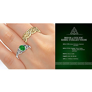 US Jewels Ladies 0.925 Sterling Silver Irish Celtic Trinity Knot & Moon Ring, 6.5