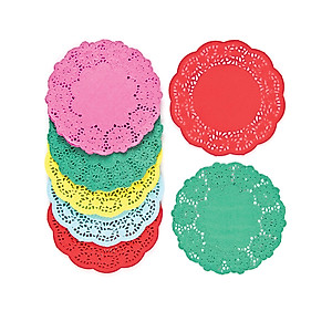 Baker Ross EV191 Colored Paper Doilies - Pack of 120, ⁠Creative Art Supplies for Children, Paper Crafts, Card Making, and Decorations, Multicolor