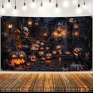 KatchOn, XtraLarge Spooky Halloween Backdrop - 72x44 Inch | Halloween Banner for Pumpkin Halloween Decorations | Halloween Photo Backdrop | Halloween Pumpkin Banner for Halloween Party Decorations