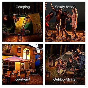 Solar Lantern Lights Dancing Flame Waterproof Outdoor Hanging Lantern Solar Powered Umbrella Led Night Lights Dusk to Dawn Auto on off Landscape Decorative for Garden Patio Deck Yard Path 2 Pack
