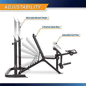 Marcy Adjustable Olympic Weight Bench with Leg Developer and Squat Rack MD-879 black 8.25 x 22.25 x 51.25"