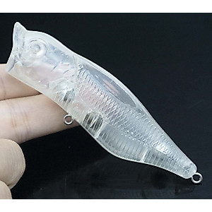 10Pc ABS Unpainted Popper Bait lipless Fishing Hard Pencil Lure Body Crankbait 9cm 14.4g Blank Lures with Free Eye