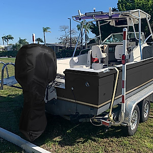 Explore Land Fade Resistant Full Outboard Motor Cover - Waterproof 600D Heavy Duty Boat Engine Covers Fit for Motor up to 20 HP, Black