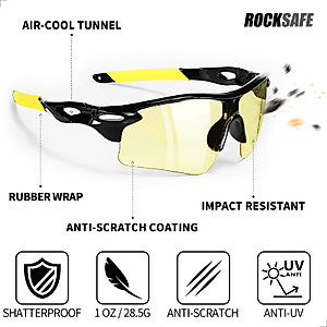 ROCKSAFE Safety Glasses (Clear) Polycarbonate Impact & Scratch Resistant, Wrap-Around UV-Block Protective Eyewear [8-Pack]