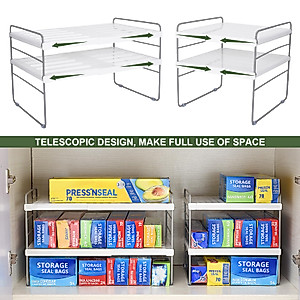 Pantry Organization and Storage for Kitchen - Expandable Kitchen Wrap Box Organizer Rack, Foil Organizer for Cabinet & Counter, Height & Width Adjustable Cupboard Storage Rack - (3 Tier 9.8 to 15.6"L)