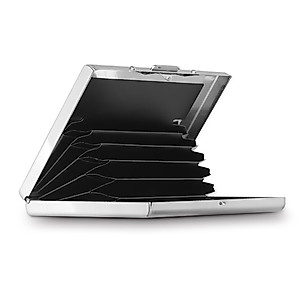 Feisuo Ultra Thin Aluminum Metal Wallets - RFID Blocking Credit Card Wallet Holder for Men & Women - Best Card Protector with 6 PVC Slots and Durable Stainless Steel Latch