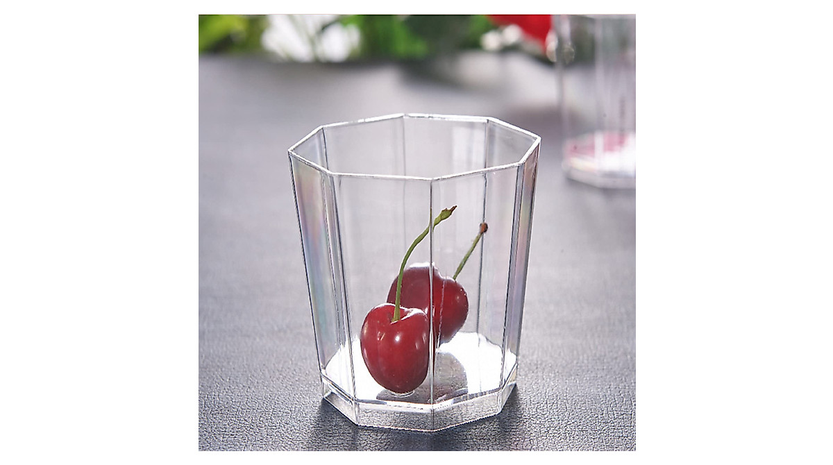 DongAi 25Pcs 6-Ounce Transparent Plastic Dessert Cups,Octagon Clear ...