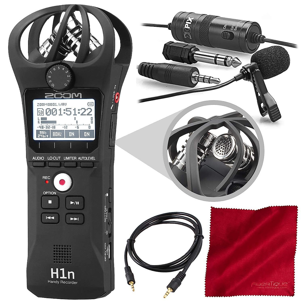 Zoom H1n Digital Handy Portable Recorder bundled with Xpix Pro Lavalier Mic