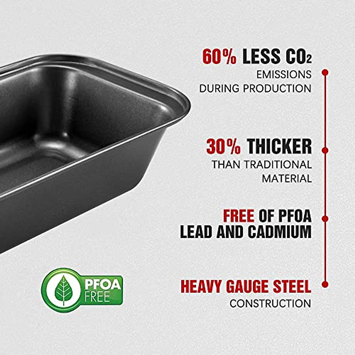 KITESSENSU Bread Pan, Nonstick Loaf Pan with Easy Grips Handles, Carbon Steel Loaf Pans for Baking, Bread Pans for Homemade Bread, Brownies and Pound Cakes, Set of 2, Gray