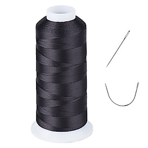 UV Resistant - Heavy Duty Outdoor Thread for Hand or Machine Sewing - Simthread 100% Polyester Bonded Thread Tex 69 (12wt) - 1500 Yards NP-Black