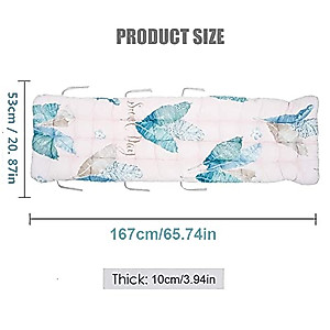 Srutirbo Waterproof Patio Lounge Chair Cushion, Indoor Outdoor Floral Printed Sun Lounger Pad Replacement with Ties, Rocking Chair Sofa Cushion Non-Slip High Back Chair Cushions, 66 Inch (Black)