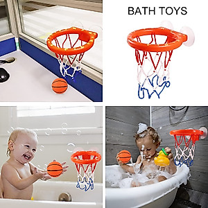 Cyfie Bath Toys Toddler, Bathtub Basketball Hoop Toy for Kids Ages 4-8, Suction Cup Basketball Hoop Set with 4 Balls, Shower Bath Toys Basketball for Toddlers Boys Girls