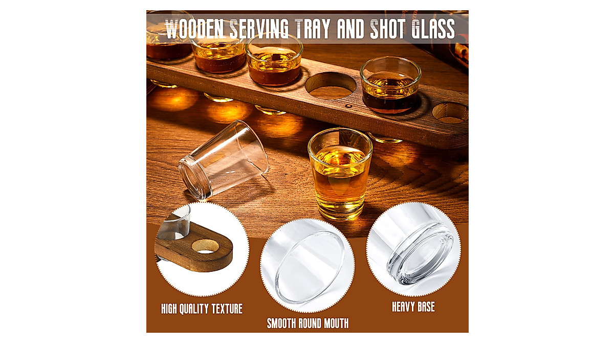 Rustic Shot Glass Set with Wooden Tray for Parties