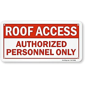 SmartSign - S-8839-PL-05x10 “Roof Access - Authorized Personnel Only” Sign | 5" x 10" Plastic