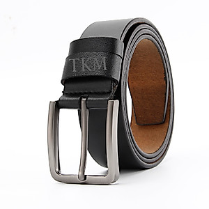CHARM GLOBAL Personalized Belts For Men, Genuine Leather Belts, Personalized Gifts For Men, LB61 (M-Black)