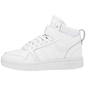 adidas Women's Postmove Mid Basketball Shoe, White/White/Grey One, 8.5