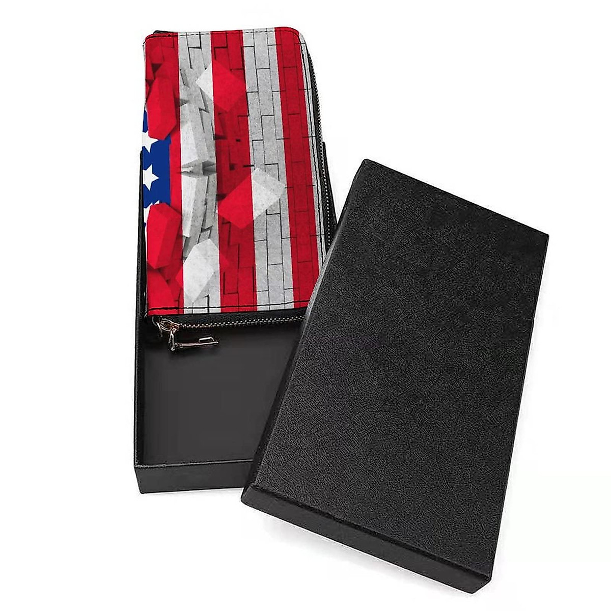 FunnyStar American USA Flag And Trump Leather Travel Wallet Wristlet Purse Portable Case For Boarding Pass ID Money Tickets With Zipper