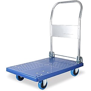 ELEFOCUS Platform Hand Truck Push Cart Trolley Practical Plastic Panel and Foldable Handle for Easy Storage and Mute 360 Degree (Color:Default)