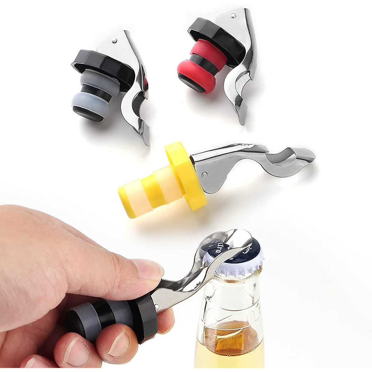 8pcs Reusable Wine Stoppers, Silicone Vacuum Bottle Stopper,Expanding Manual Beverage Bottle Stopper,Wine Bottle Airtight Seal Cork