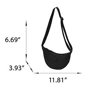 Aesthetic Crescent Bag for Women Men, Hobo Crossbody Bags Adjustable Strap Shoulder Bag Sling Chest Bag Nylon Dumpling Bag (Black,One Size)