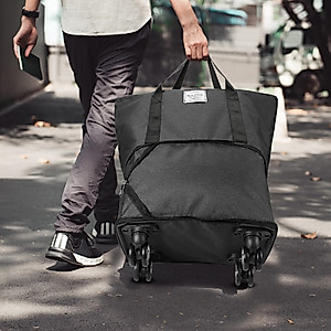 Huhumy 4 Pcs Rolling Duffle Bag with Wheels, Expandable Foldable Duffel Bag Shopping Bags Reusable Trolley Bag Waterroof Trolley Zipper Grocery Cart for Travelling Shopping, 4 Colors