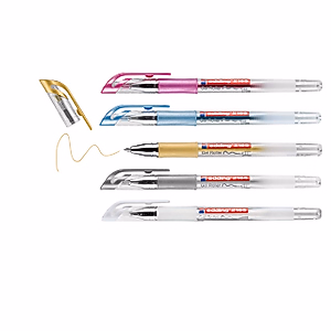 edding 2185 gelroller - goud, zilver, wit, blauw-metallic, pink-metallic - set van 5 - 0,7 mm - gelpens voor schrijven, kleuren, mandala, bullet journal - gelstift schrijven, gelstift tekenen