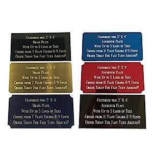 Custom Personalized Engraved Brass / Aluminum Name Plate Plaque Art Label Tag Gift Trophy 2x4 / 3x6 inch