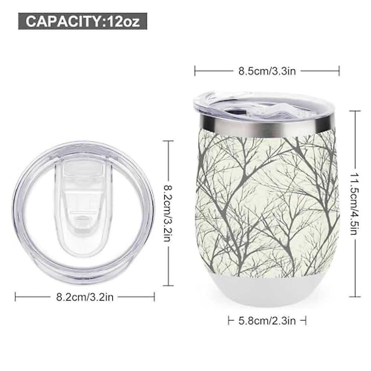 WYUSPGK 304 Stainless Steel Insulated Cup, Tree Branch Print Smooth Rim, Durable & Reusable - Perfect for Office, Home, And Travel