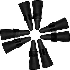 ANIN 8 pcs of Wine Stoppers, Reusable Silicone Beverage Bottle Sealer Replacement with Grip Top for Cork to Keep the Wine Fresh - Black
